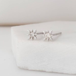 Starburst Diamond Studs • Genuine Diamond Earrings • Dainty Diamond Studs • Compass Rose Studs ...
