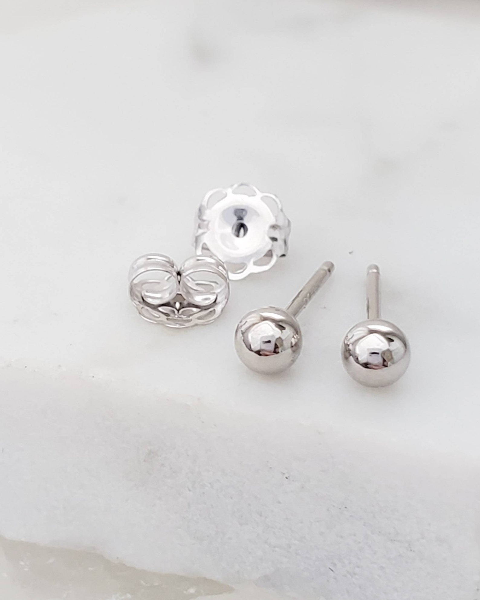 14K Gold Studs Tiny Ball Studs Delicate Stud Earrings | Etsy