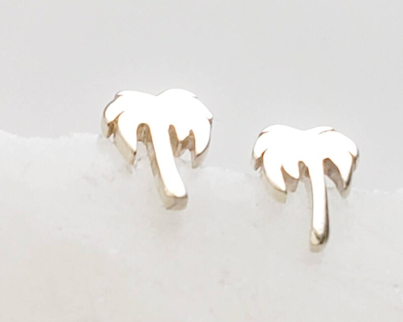Tiny Palm Tree Studs Little Silver Palm Trees Beach | Etsy