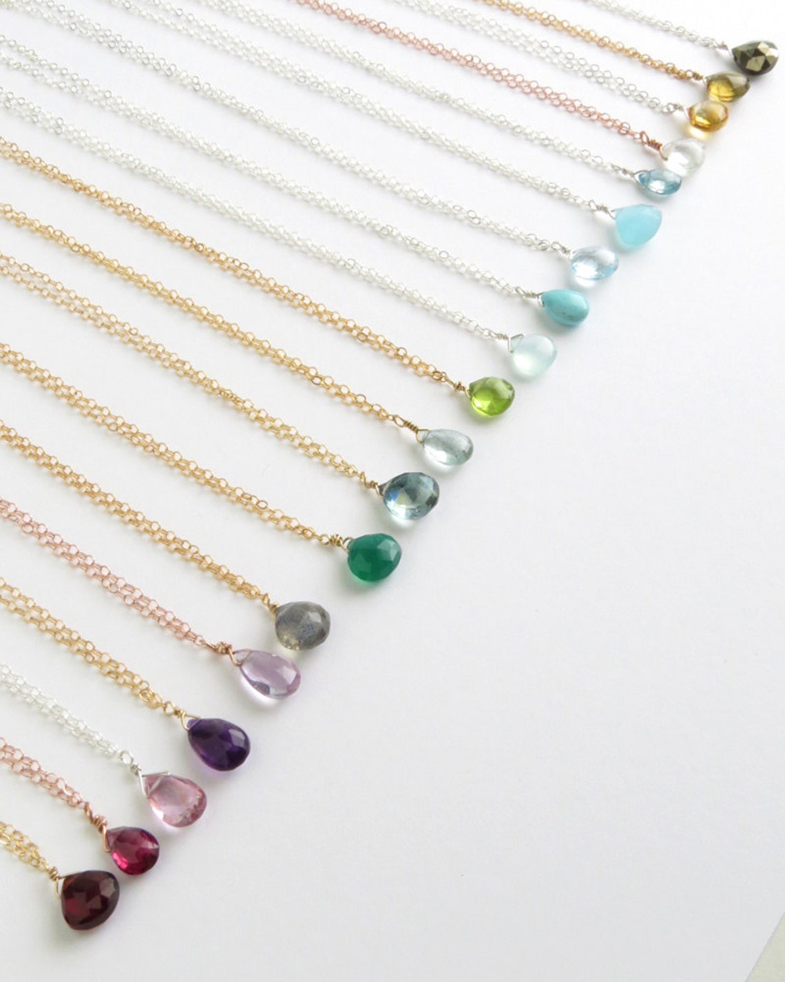 Birthday Gift Tiny Gemstone Necklace Layering Jewelry - Etsy