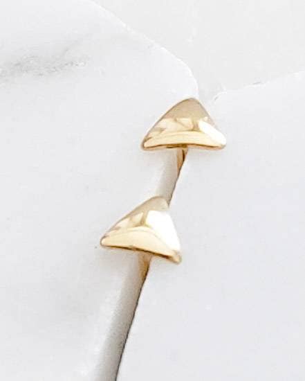14k Gold Tiny Triangle Studs Delicate Studs Gold Triangle | Etsy