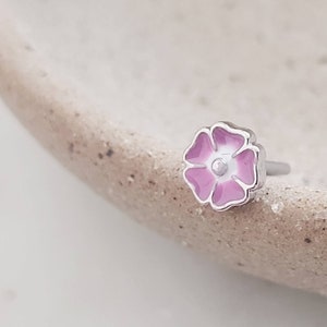 Poppy Nose Stud Pretty Enameled Flower Purple Flower Nose - Etsy
