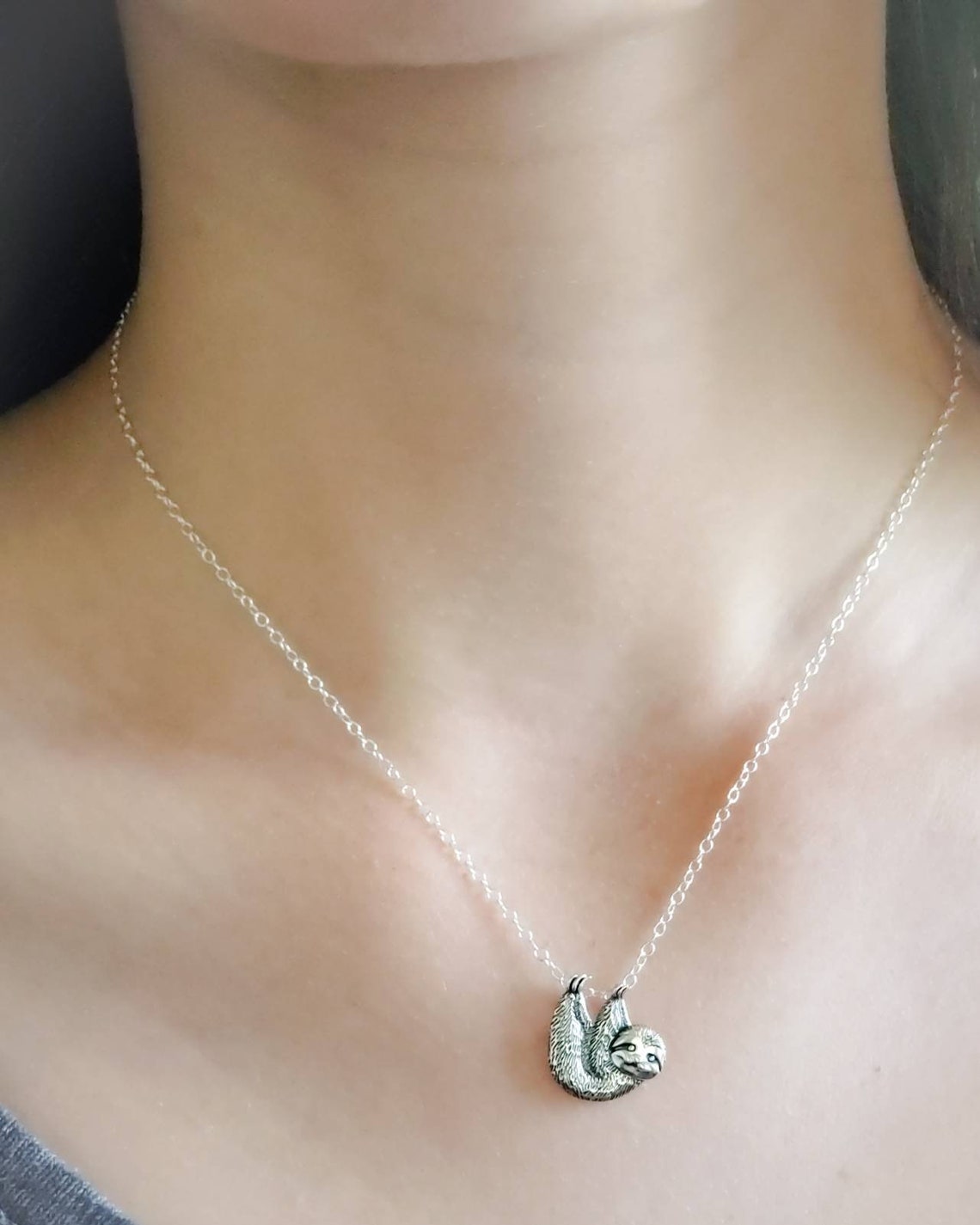 Sloth Necklace Sweet Little Sloth Pendant Silver Sloth - Etsy