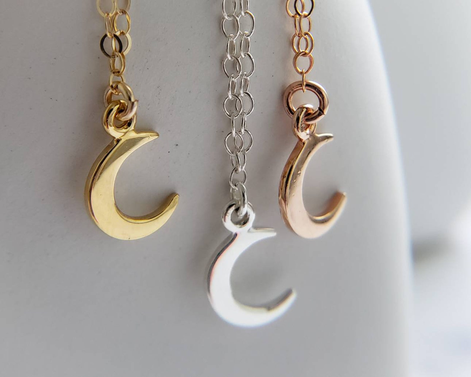 Tiny Crescent Moon Necklace Crescent Moon Jewelry Crescent | Etsy