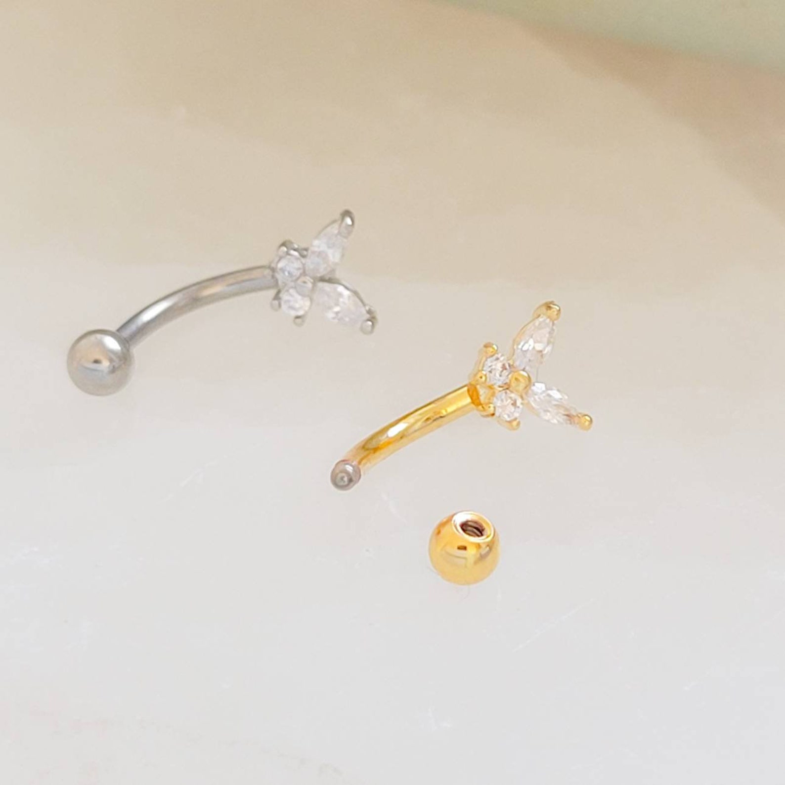 Sparkle Butterfly Eyebrow Ring Surgical Steel Eyebrow Ring | Etsy
