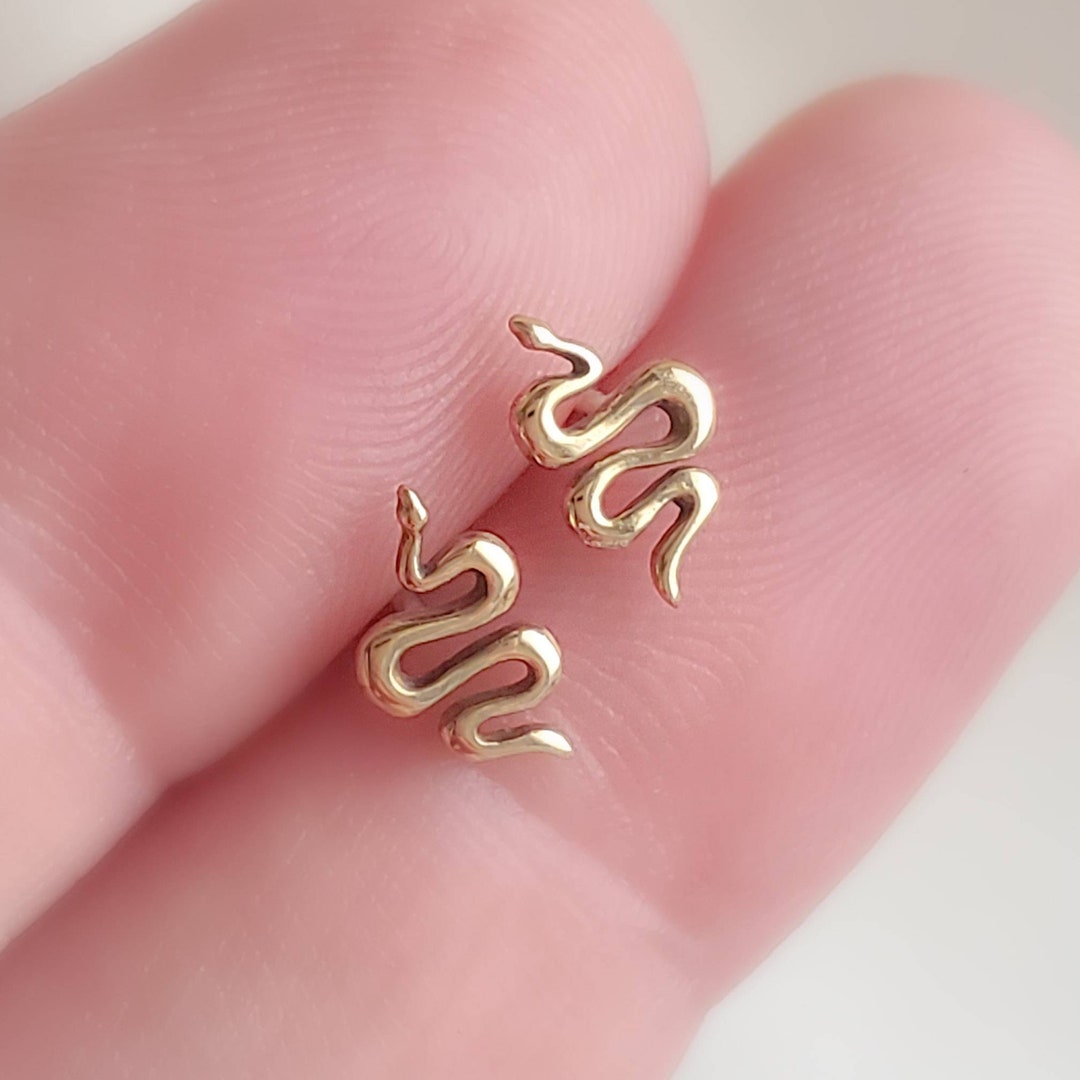 Tiny Snake Studs • Golden Snake Earrings • Small Stud Earrings • Little ...