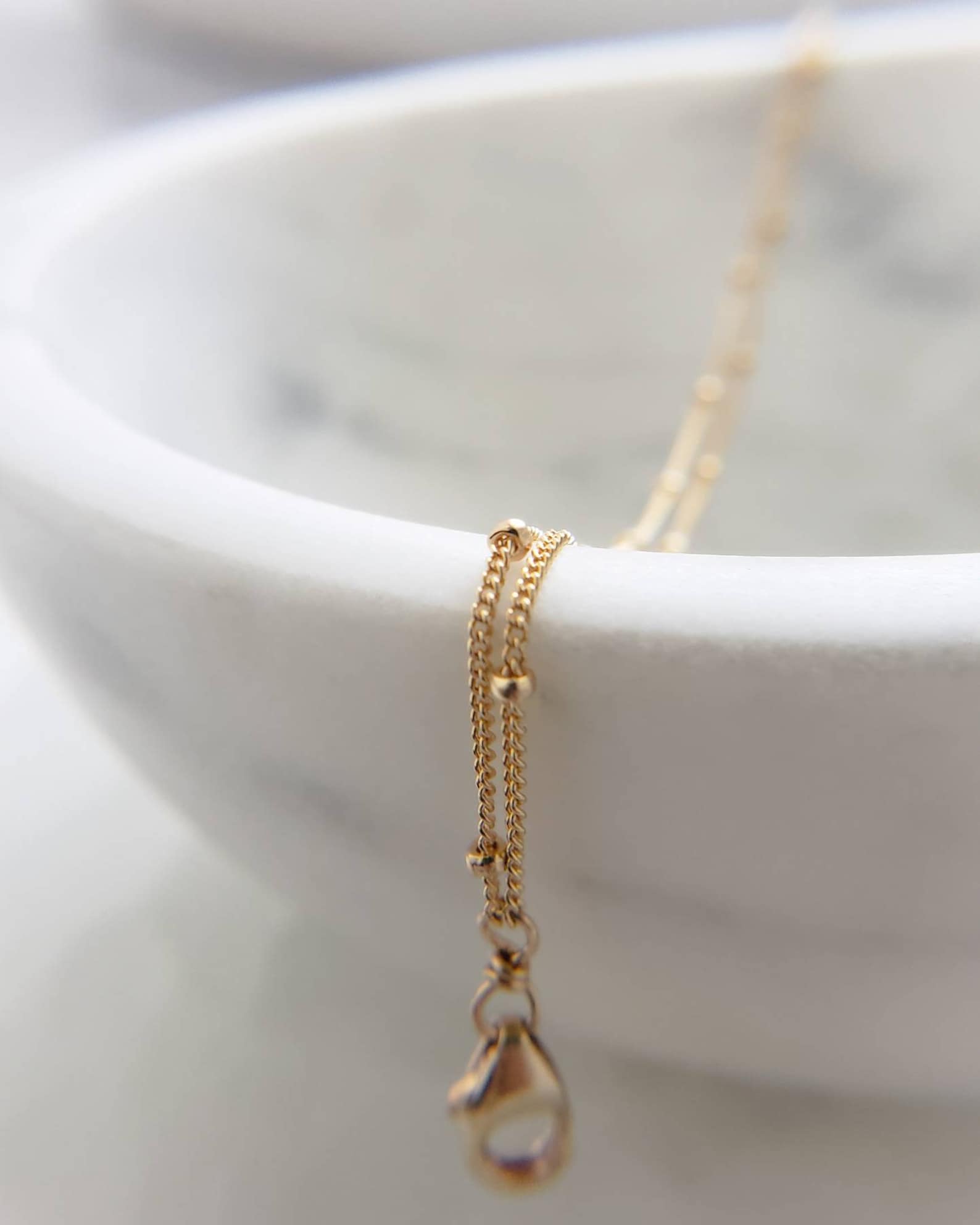 Double Chain Bracelet Dotted Chain Satellite Chain | Etsy