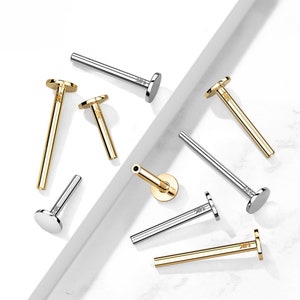 14K Gold Flat Back Studs • Comfort Studs • Sleep in Earrings • Push in Flat Back • Ear Stack ...