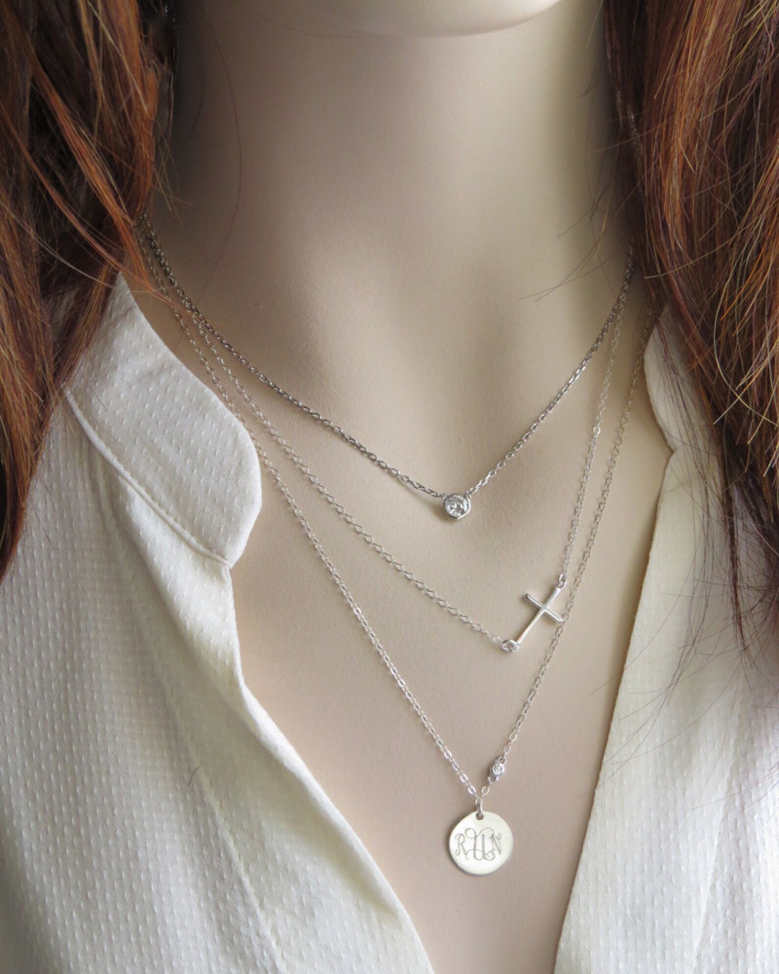 Side Cross Necklace Sideways Cross Layering Necklace - Etsy