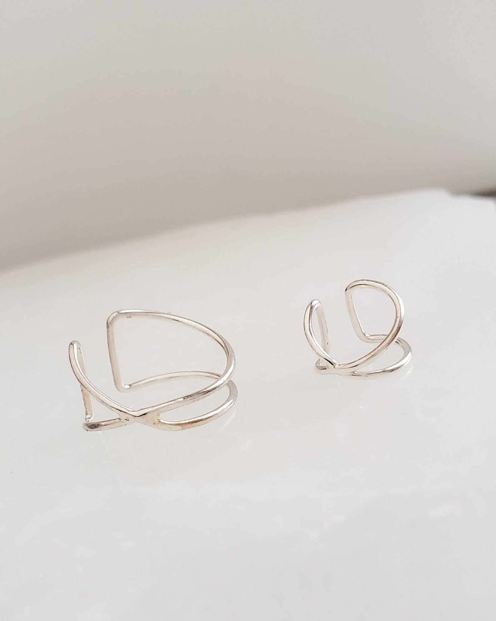 Delicate Silver Ear Cuff Criss Cross Cuff Double Wire Ear - Etsy