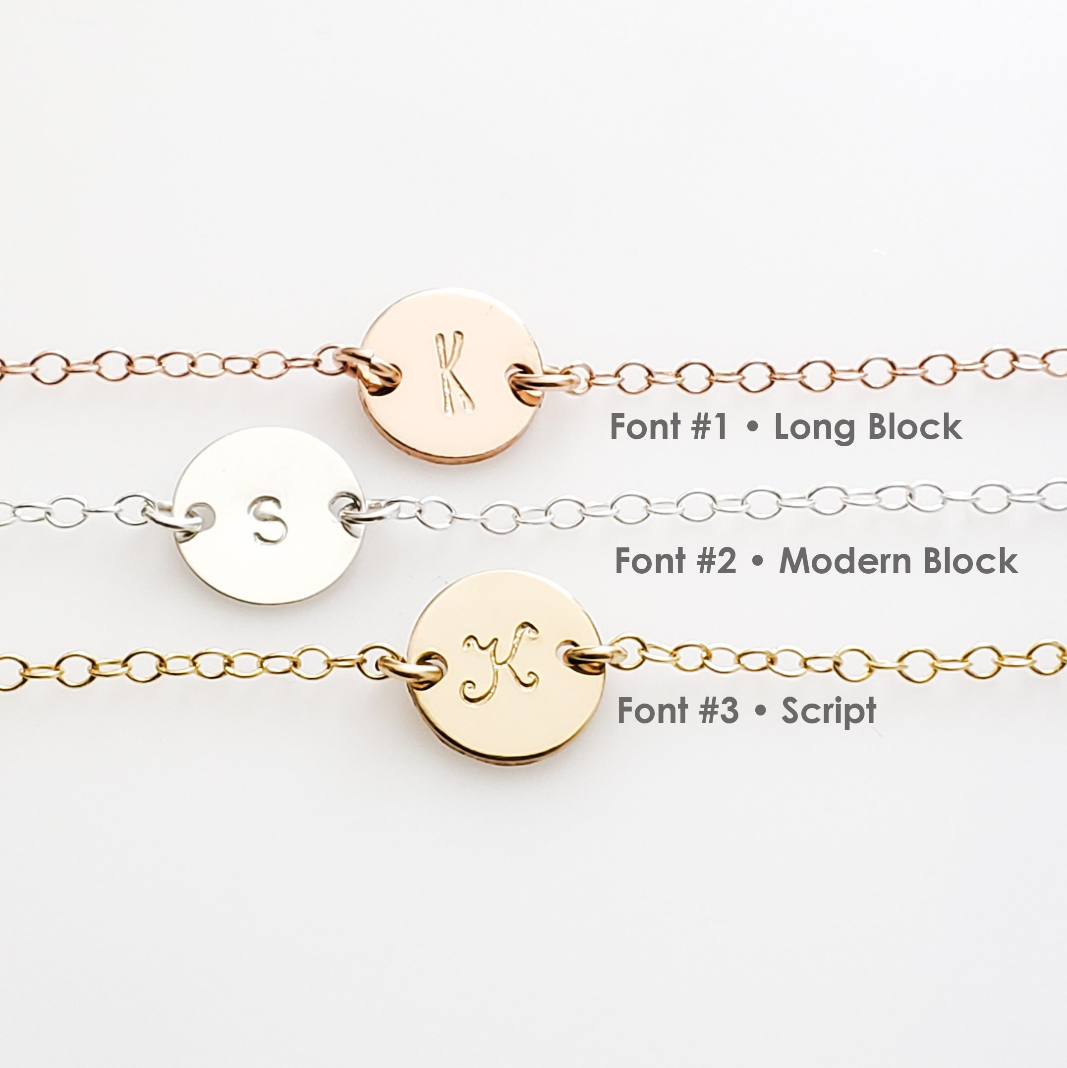 Dainty Initial Bracelet • Personalized Disk • Minimalist Jewelry ...