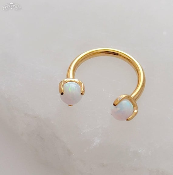 Luminous Opal Septum Ring Horseshoe Ring Daith Lip Cartilage Lobe 16 Gauge Surgical Steel Circular Barbell Body Jewelry Etsy