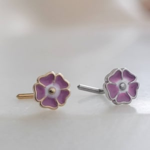 Poppy Nose Stud Pretty Enameled Flower Purple Flower Nose - Etsy