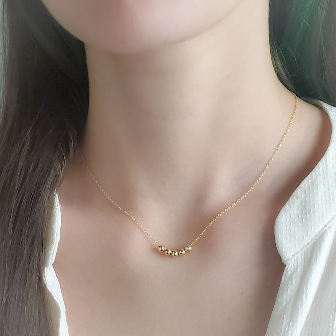 Floating Bead Necklace • Delicate Gold Necklace • Multiple Bead ...