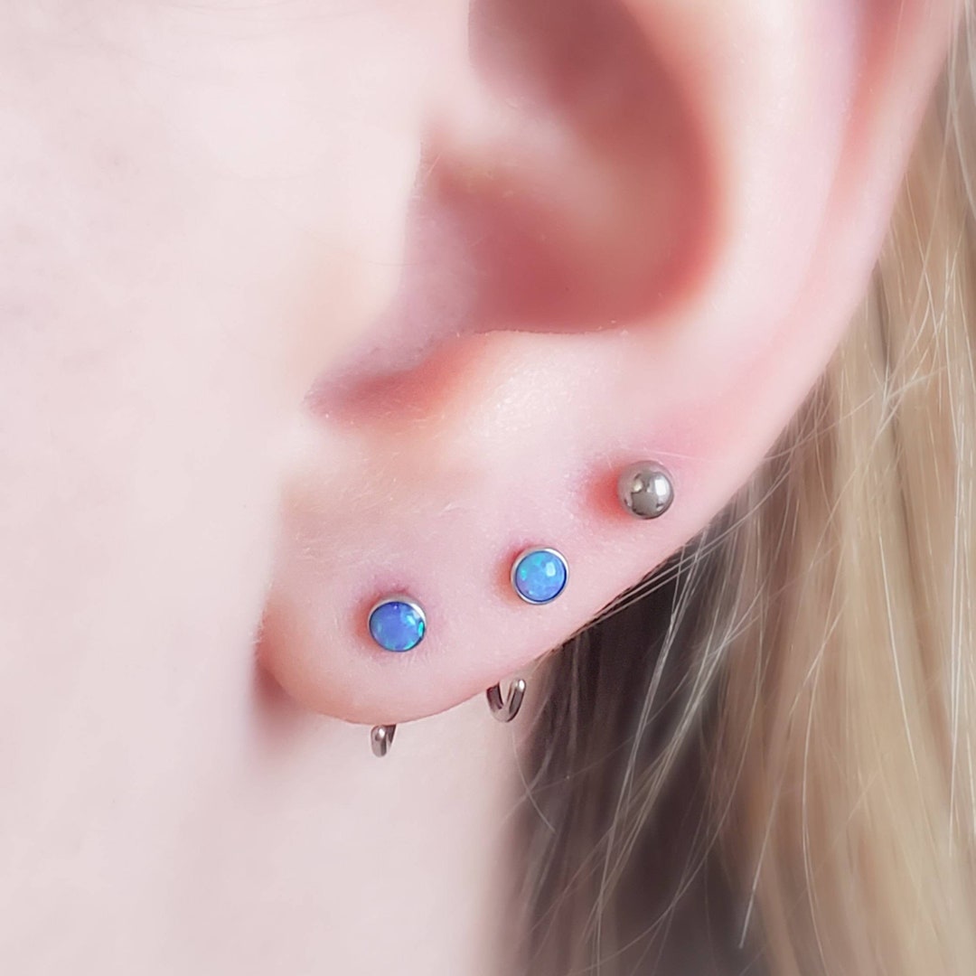 Delicate Opal Hug Hoops • Titanium • 20 Gauge • Thin Opal Hoops • Bezel ...