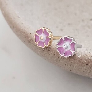 Poppy Nose Stud Pretty Enameled Flower Purple Flower Nose - Etsy