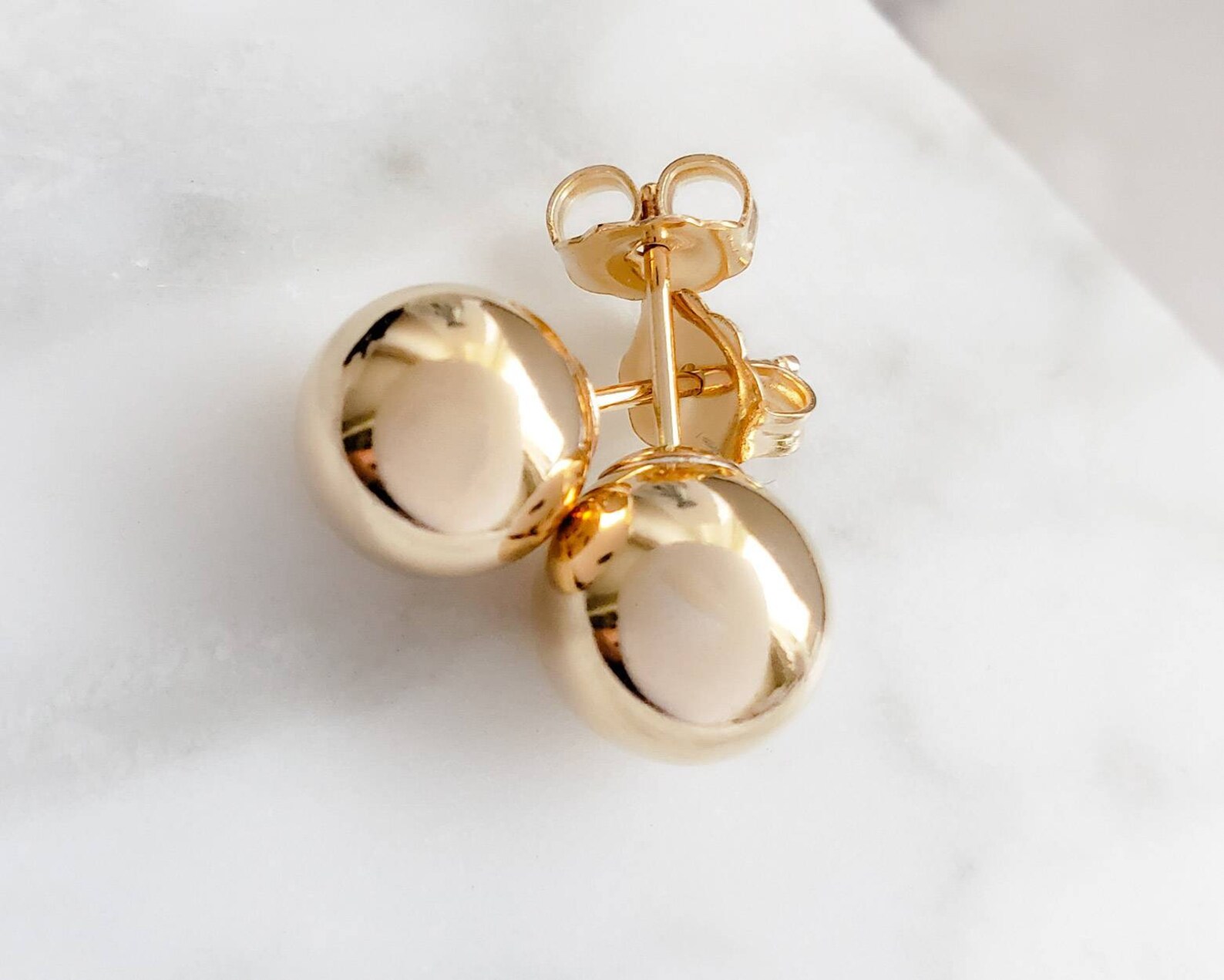 Round Stud Earrings Gold Ball Earrings Silver Stud | Etsy