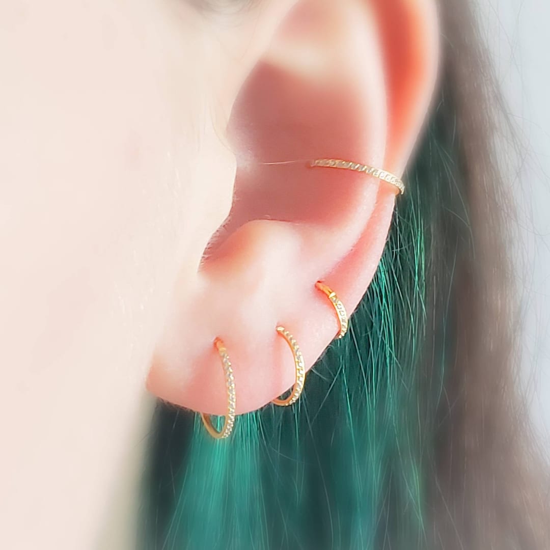 Micro Pavé Clicker Hoops • Diamond CZ Pave Hoops • Tiny Sparkle Hoops ...