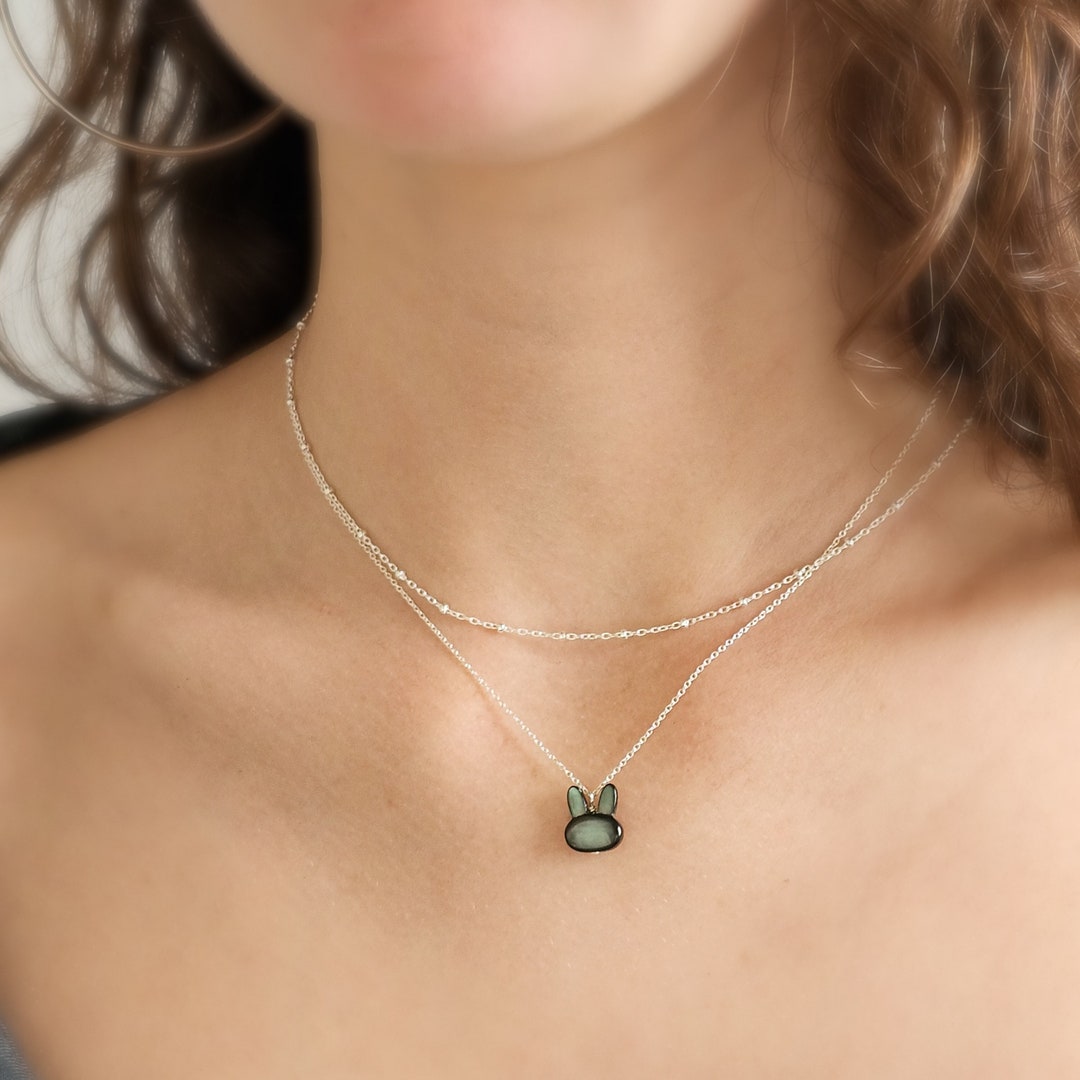Lucky Bunny Necklace • Sweet Rabbit Pendant • Layered Necklace Set ...