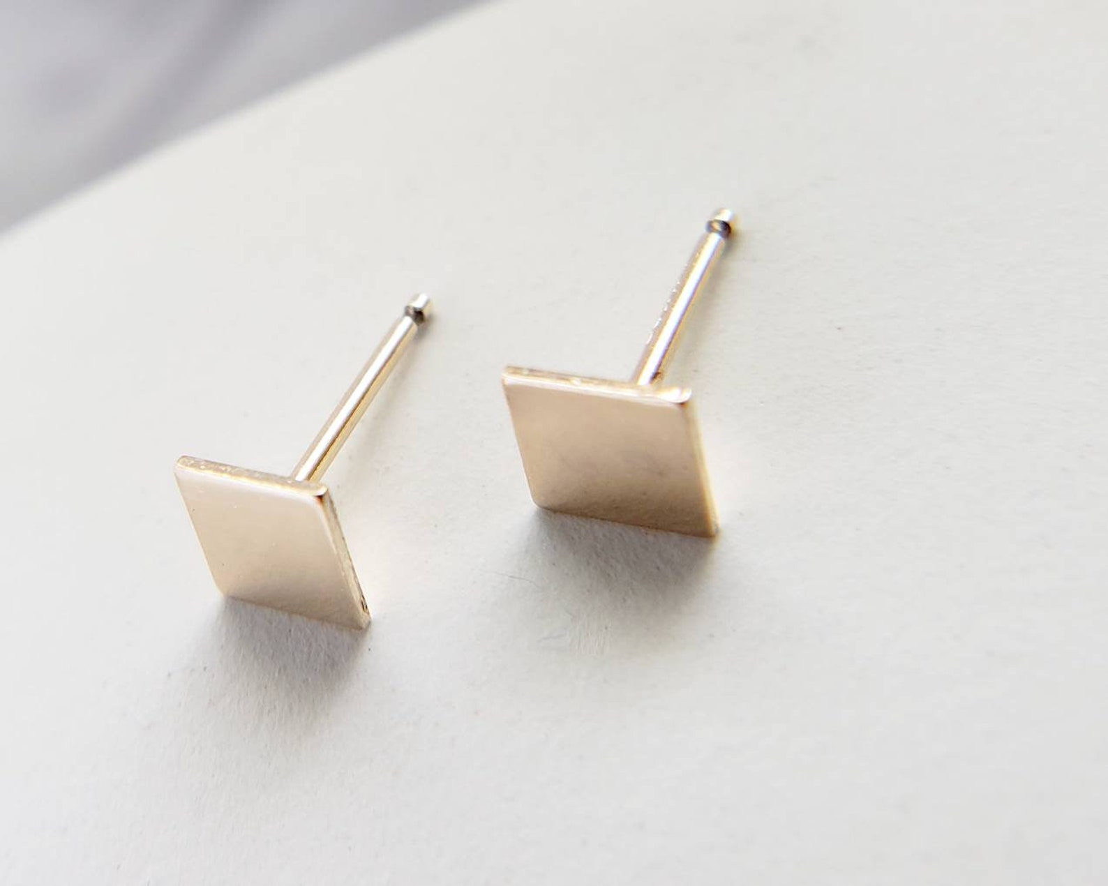 Modern Square Studs Gold Geometric Earrings Minimalist | Etsy
