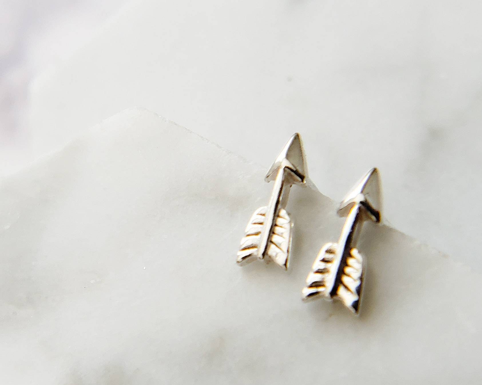 Little Arrow Earrings • Tiny Arrow Studs • Silver Arrow Studs • Tiny ...