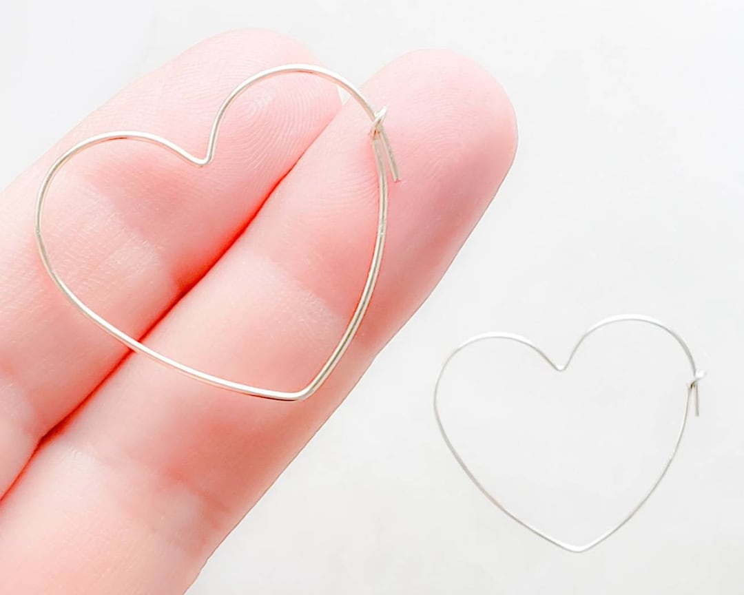 Heart Shaped Hoops • Delicate Hoop Earrings • Simple Silver or Gold ...