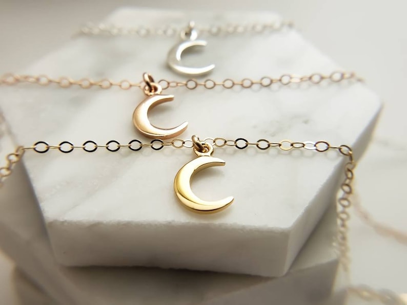 Tiny Crescent Moon Necklace Crescent Moon Jewelry Crescent | Etsy