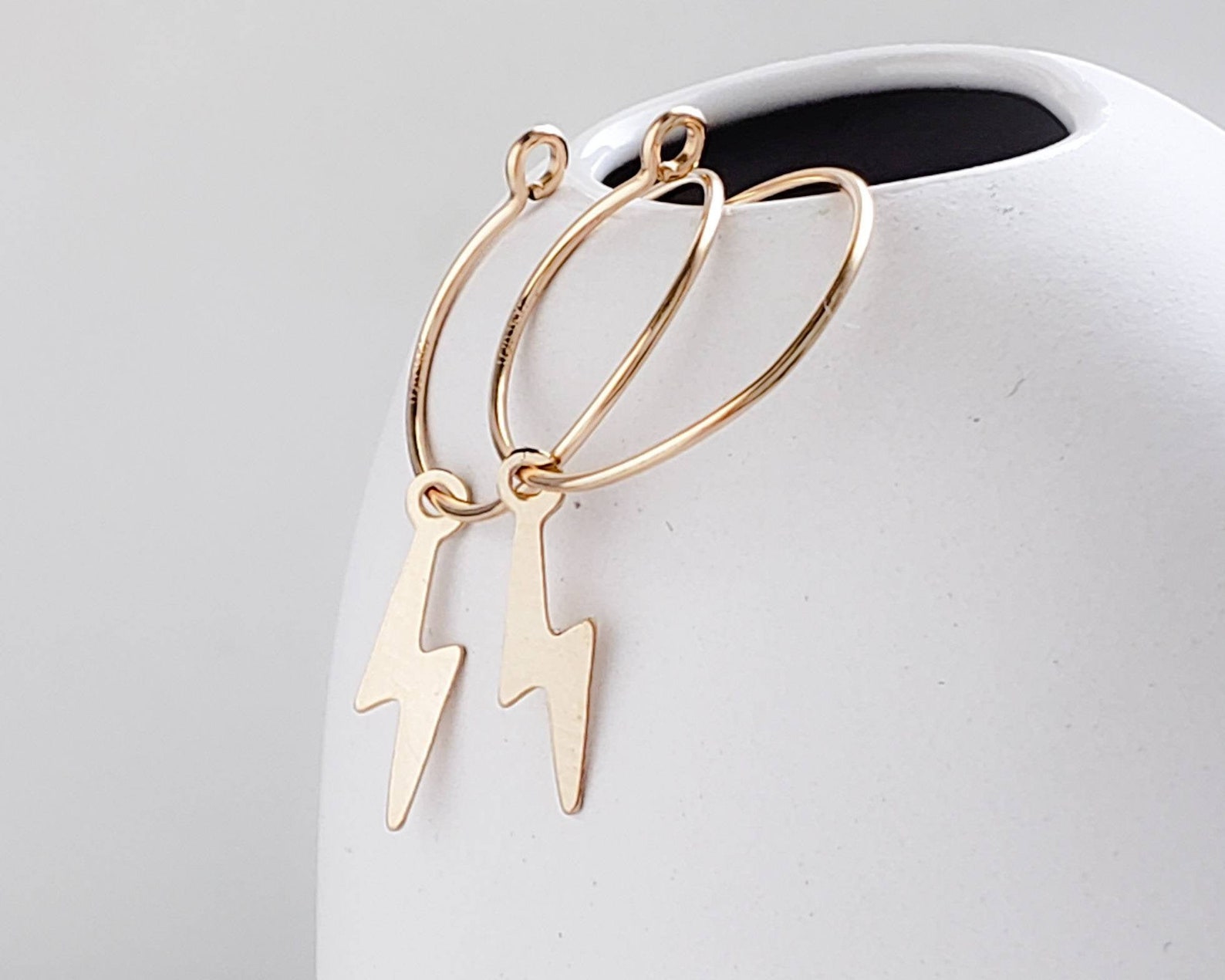 Lightning Bolt Hoops Gold Lightning Bolts Tiny Hoops | Etsy