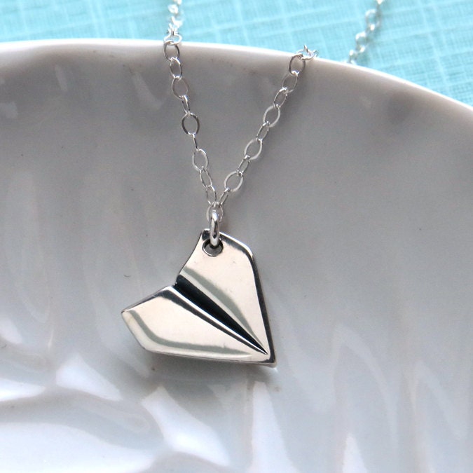 Paper Airplane Necklace Sterling Silver Plane Charm - Etsy