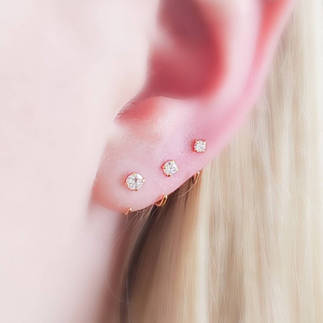 Our TINIEST Sparkle Hug Hoops • 20 Gauge • Thin CZ Hoops • Open Skinny ...