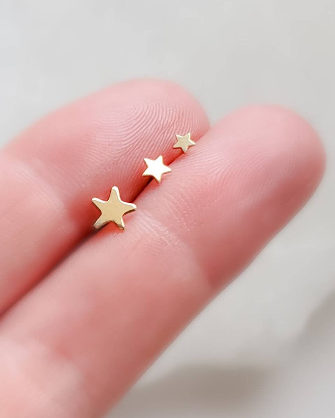 14k Gold Star Studs Choose Your Size Delicate Studs Gold Star Studs ...