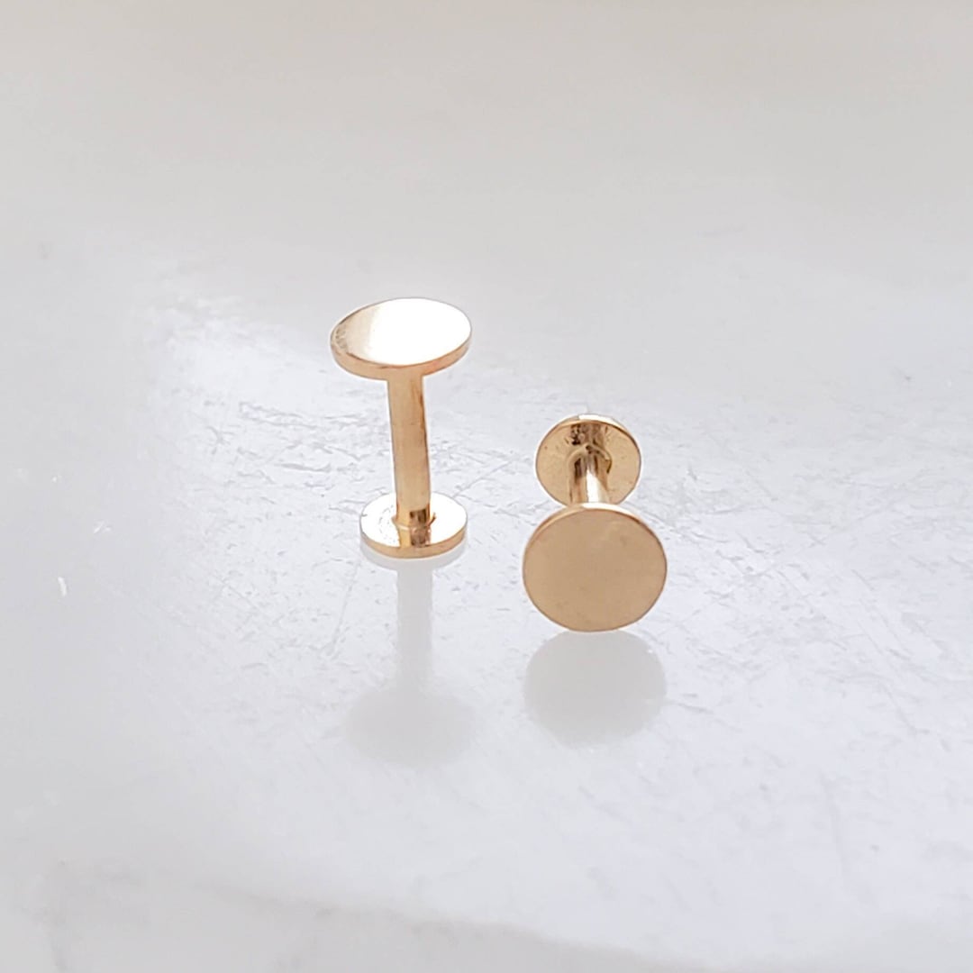 14K Gold Flat Back Studs • Comfort Studs • Sleep in Earrings • Push in ...