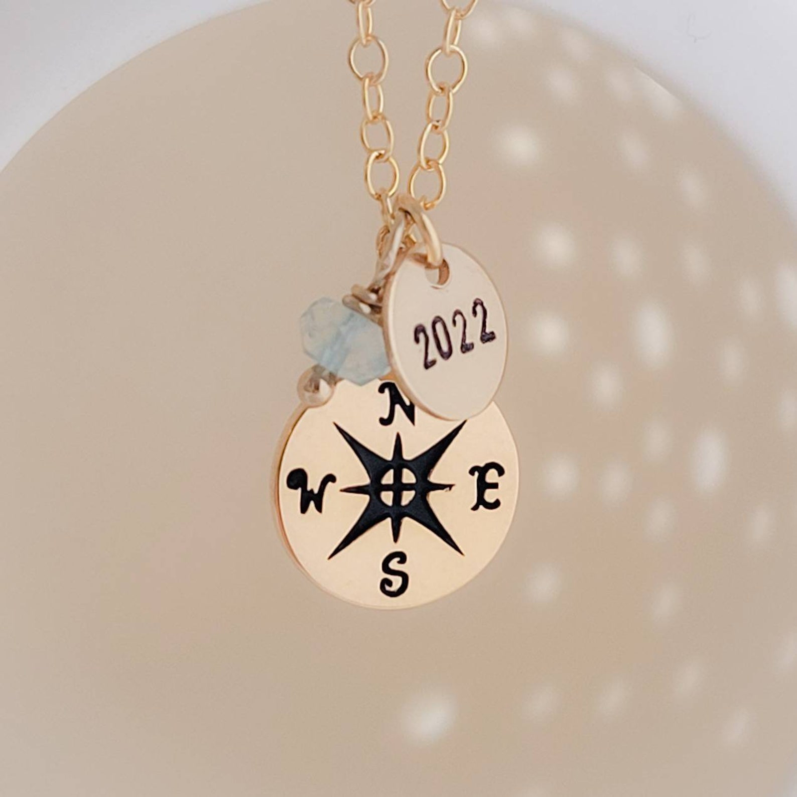 Personalized Graduation Gift Compass and Birthstone Necklace | Etsy