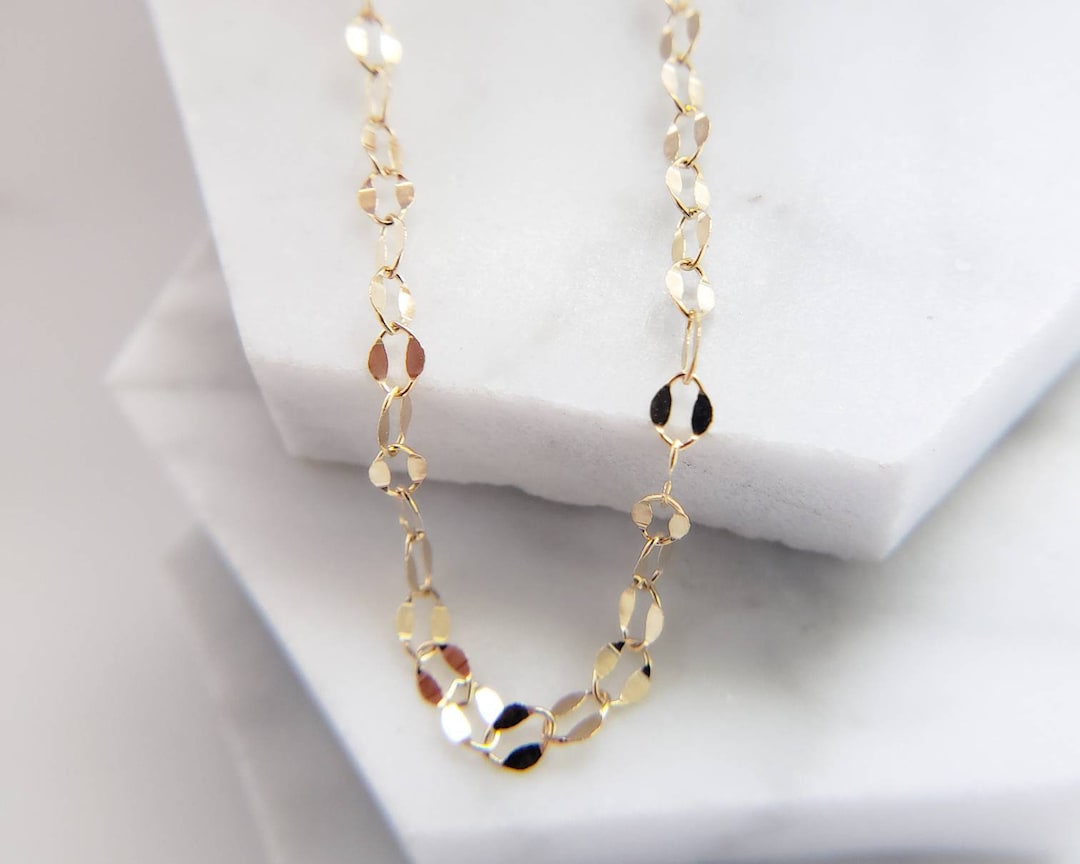 Dainty Gold Necklace • Fancy Link Necklace • Lace Chain • Layering ...