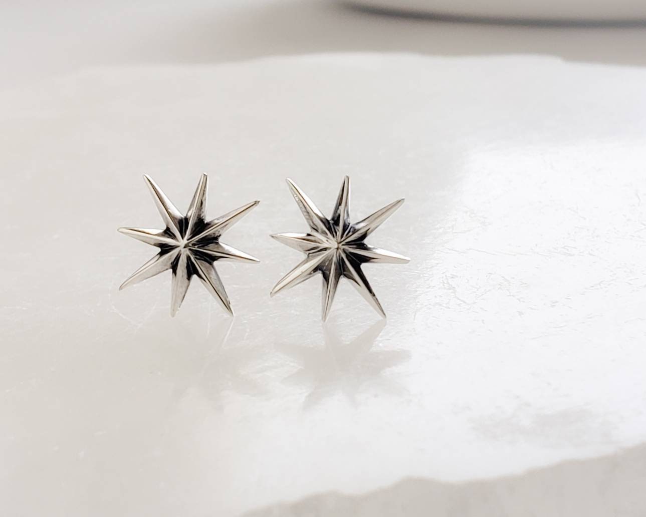 Starburst Studs Silver Stars Star Studs Sterling Post | Etsy