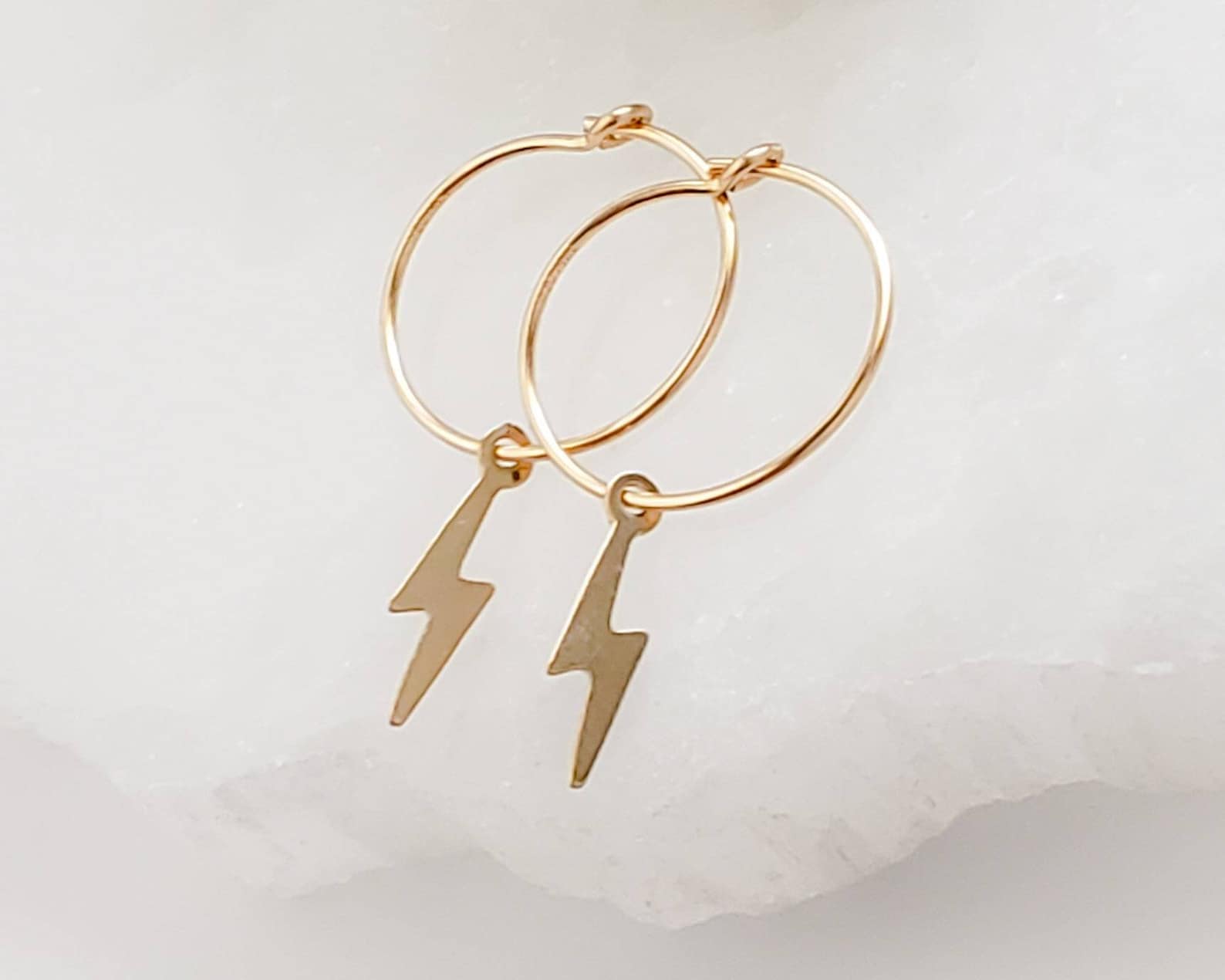 Lightning Bolt Hoops Gold Lightning Bolts Tiny Hoops - Etsy