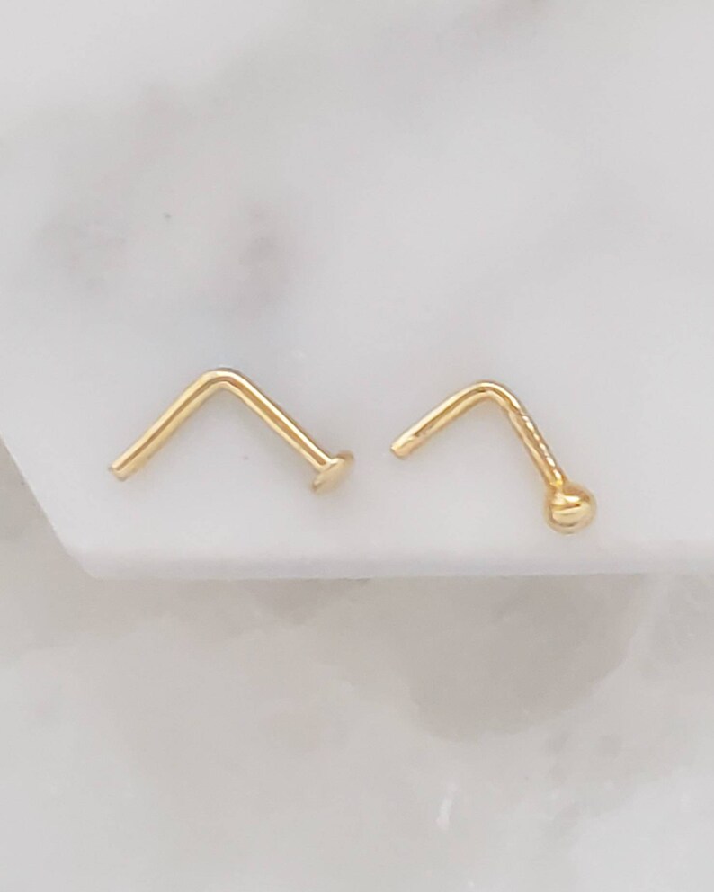 14K Gold Nose Stud 20G Tiny Ball or Button Top Nose Stud - Etsy