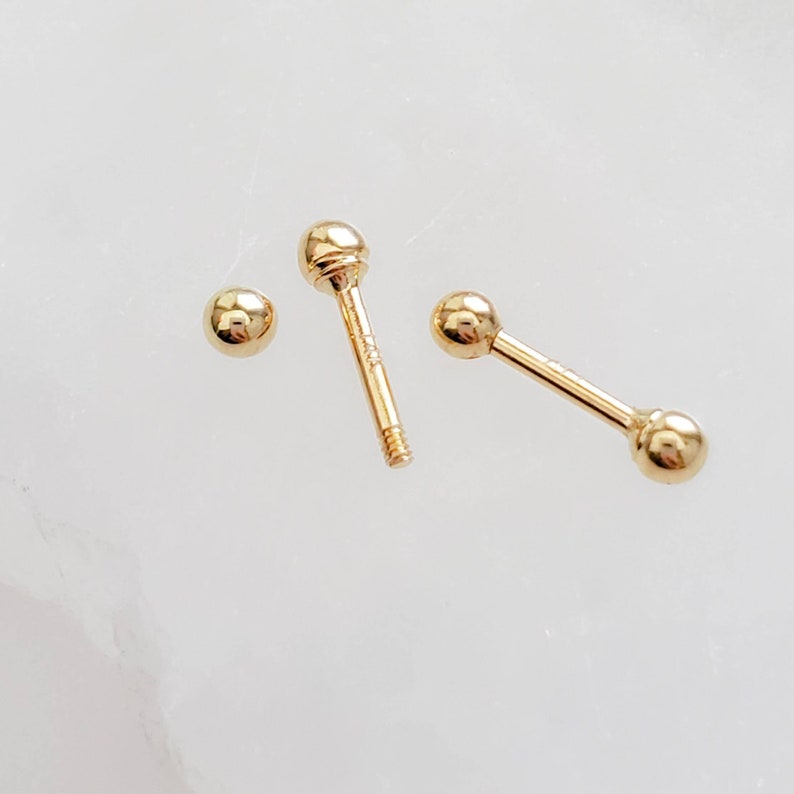 14K Gold Ball Back Studs • Tiny Ball Studs • Delicate Stud Earrings ...