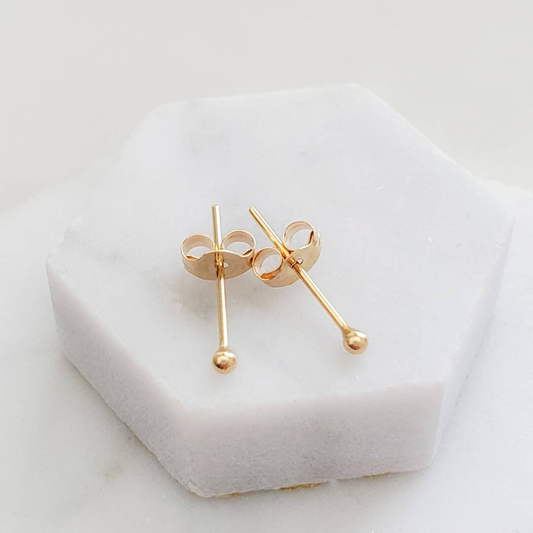 10k Gold Super Tiny Ball Studs • Delicate Stud Earrings • Minimalist ...