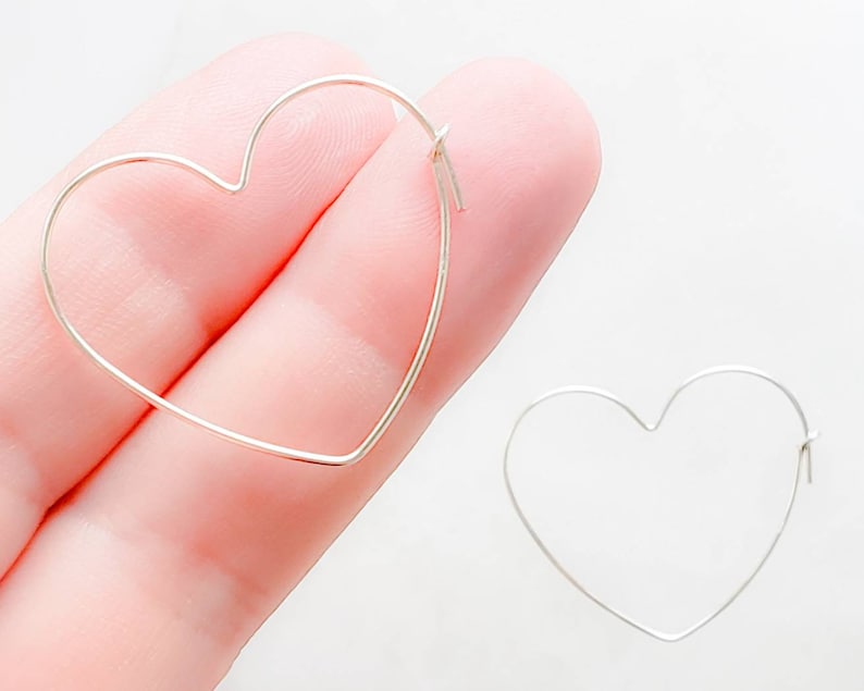 Heart Shaped Hoops • Delicate Hoop Earrings • Simple Silver or Gold ...