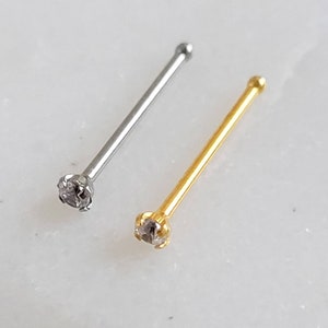 Teeny Tiny Diamond CZ Nose Bone • Dainty Nose Stud • 22 Gauge ...