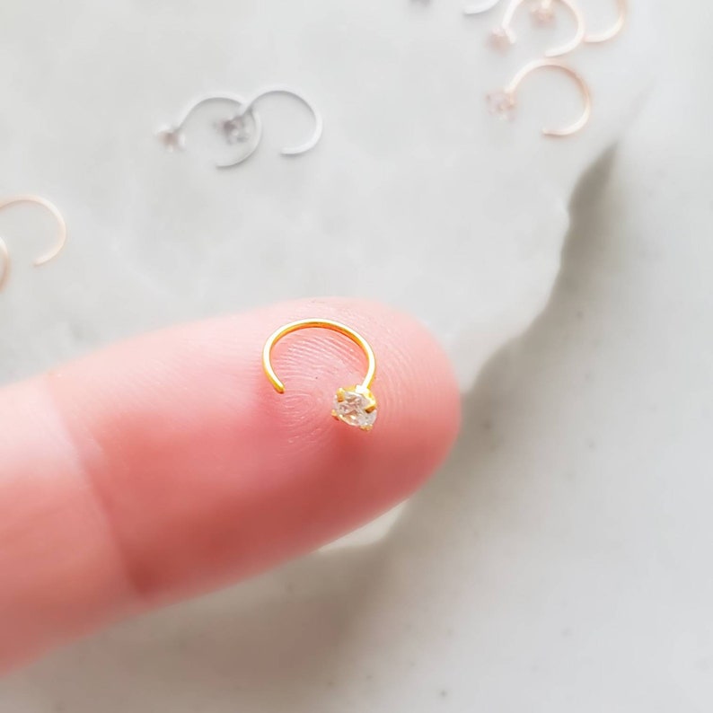 Our TINIEST Sparkle Hug Hoops • 20 Gauge • Thin CZ Hoops • Open Skinny ...