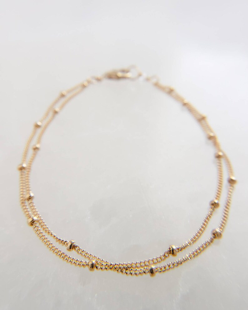 Double Chain Bracelet Dotted Chain Satellite Chain | Etsy