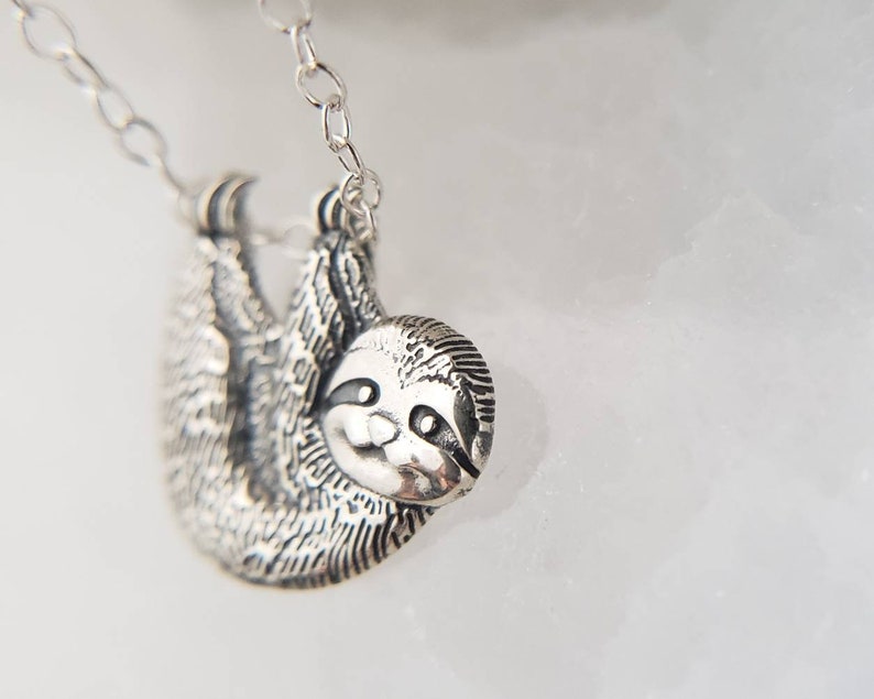 Sloth Necklace Sweet Little Sloth Pendant Silver Sloth - Etsy