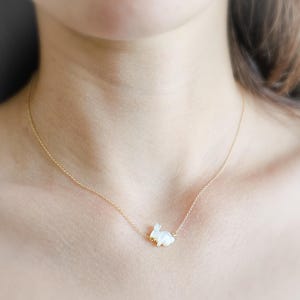White Rabbit Necklace • Mother of Pearl Bunny Pendant • Good Luck Charm ...