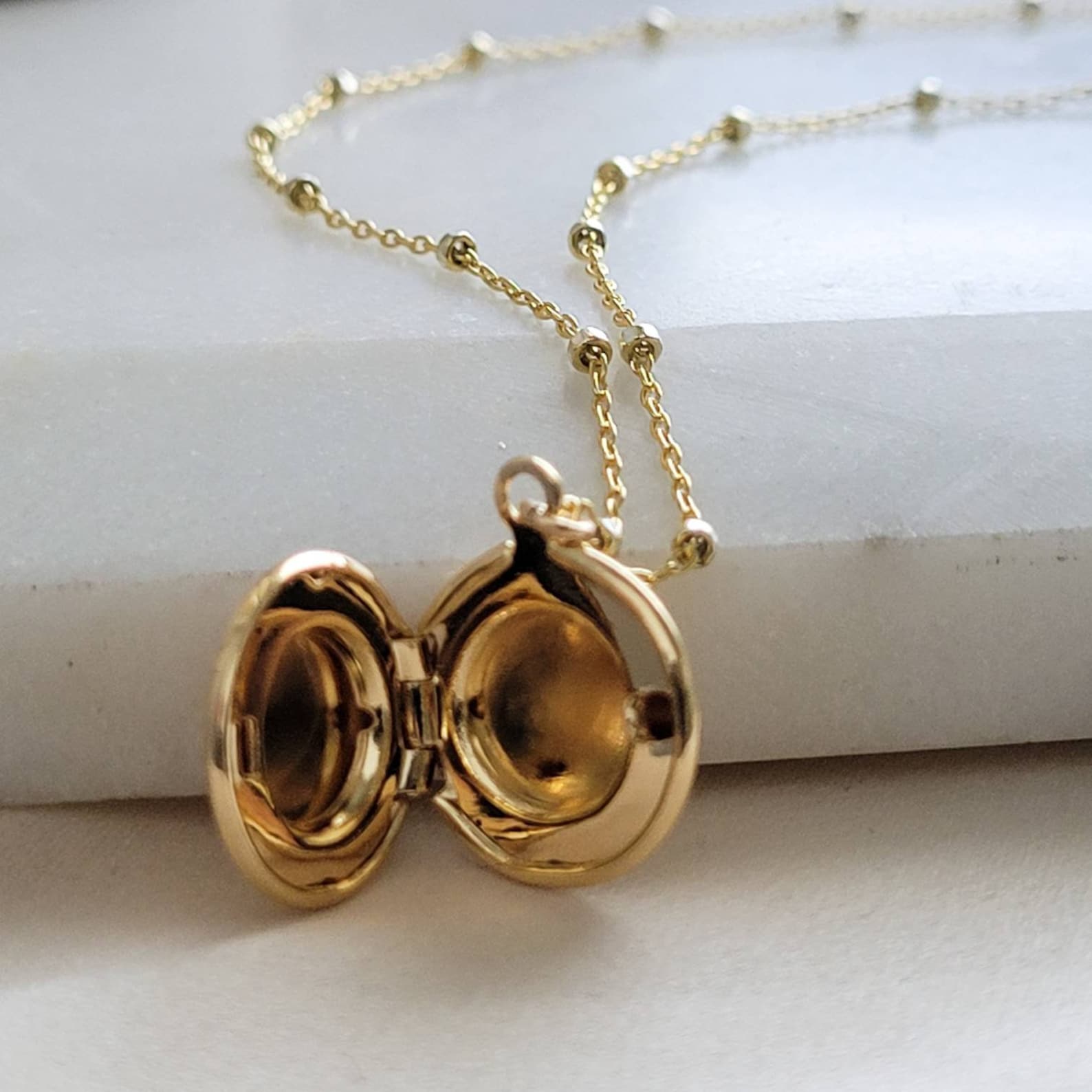 Little Gold Locket Necklace Tiny Photo Locket Gift for Mom - Etsy