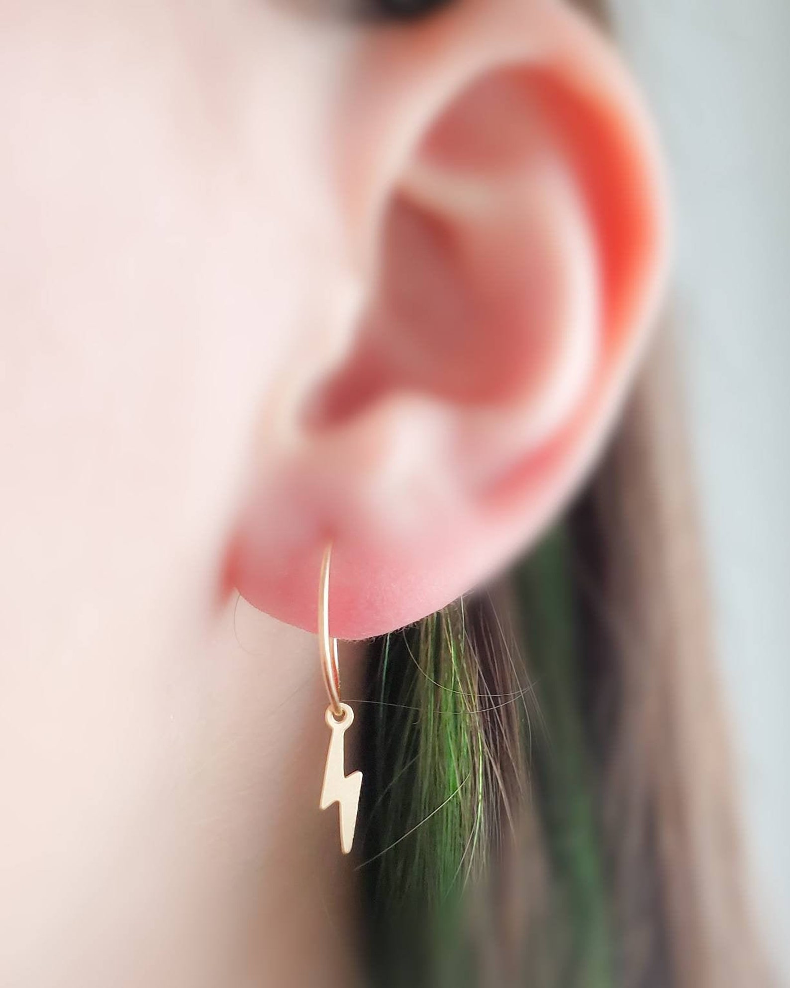 Lightning Bolt Hoops Gold Lightning Bolts Tiny Hoops | Etsy