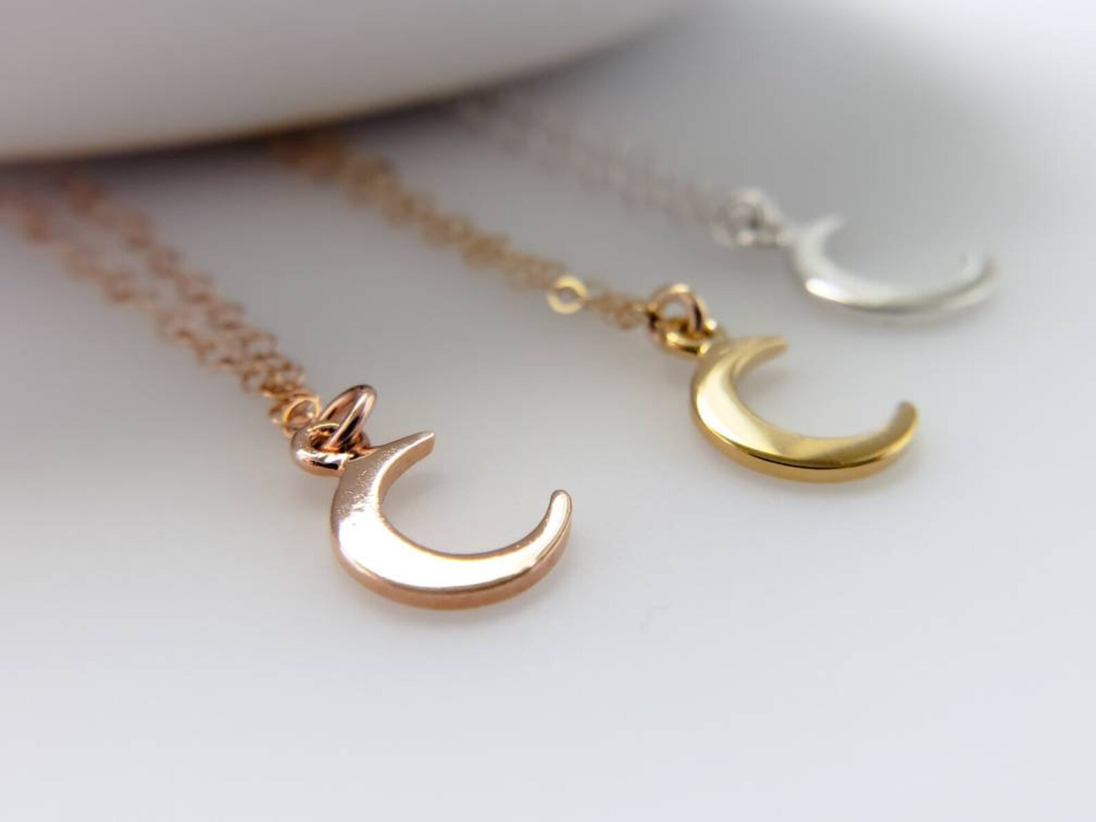 Tiny Crescent Moon Necklace Crescent Moon Jewelry Crescent | Etsy