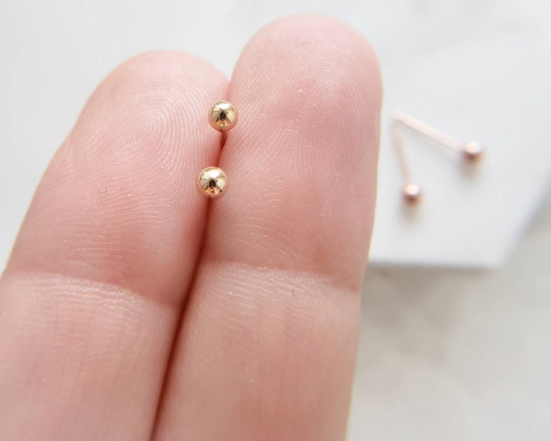 Tiny Ball Studs • Delicate Stud Earrings • Minimalist Earrings • Round ...