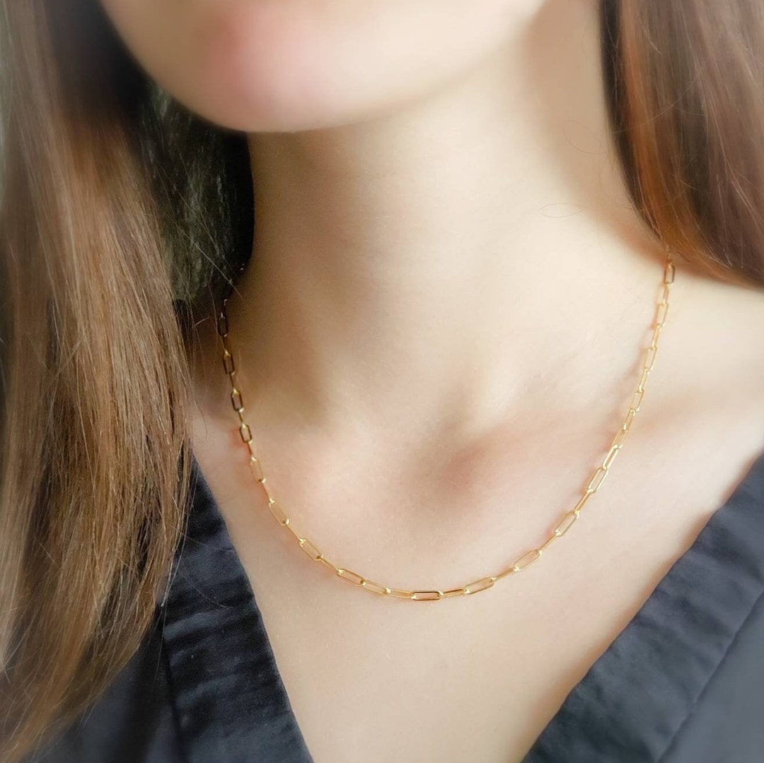 Modern Link Necklace • Minimalist Chain • Chunky Chain • Rectangle ...